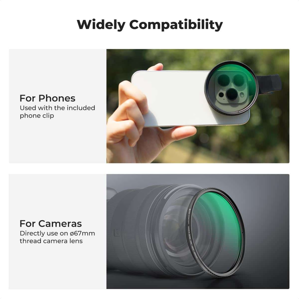 Clip-On Variable ND2-400 Filter for any Mobile Phone | Made by K&F Concept