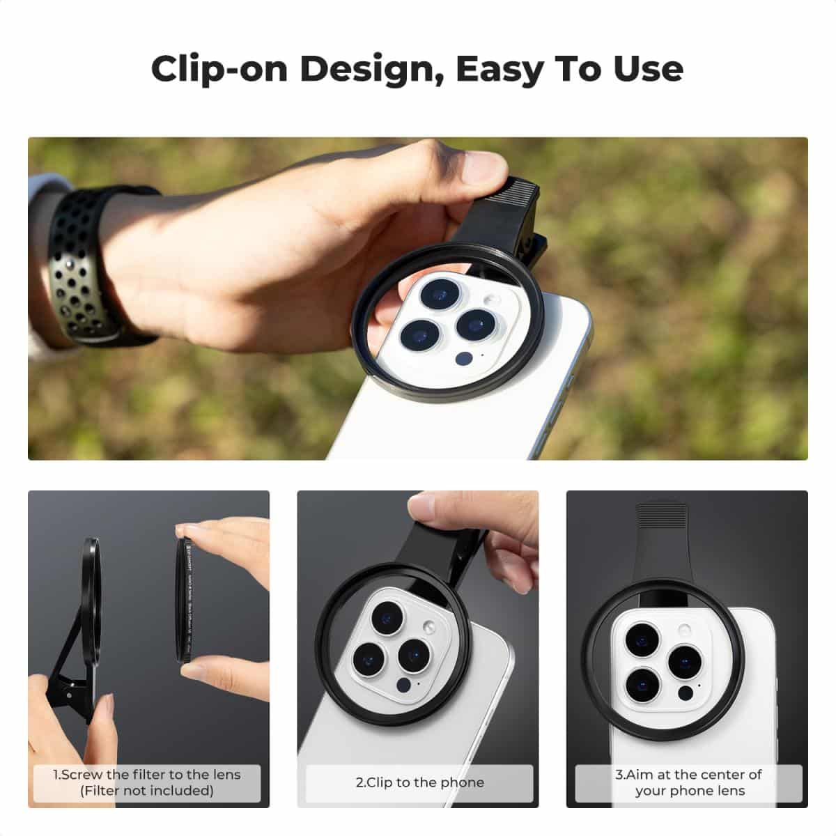 Clip-On Variable ND2-400 Filter for any Mobile Phone | Made by K&F Concept